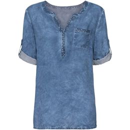 WITT Damen Tunika in oil dyed-Waschung, blau, Gr&ouml;&szlig;e 50