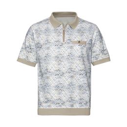 Marco Donati Herren Kurzarm-Poloshirt, wei&szlig;-bedruckt, Gr&ouml;&szlig;e 44/46