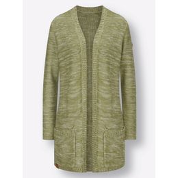 WITT Damen Strickjacke in Longform, meliert, schilf-meliert, Gr&ouml;&szlig;e 48