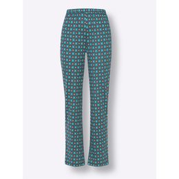 WITT Damen Schlafanzug mit floralem Druck, t&uuml;rkis-anthrazit-bedruckt, Gr&ouml;&szlig;e 48/50