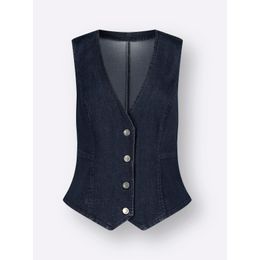 WITT Damen Jeansweste mit spitz zulaufendem Saum vorne, dark blue, Gr&ouml;&szlig;e 54