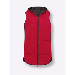 WITT Damen Wendeweste mit Kapuze, rot-schwarz, Gr&ouml;&szlig;e 50
