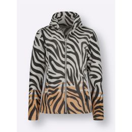 WITT Damen Fleecejacke mit Animal-Print, graphit-camel-bedruckt, Gr&ouml;&szlig;e 44