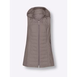 WITT Damen Longweste mit Kapuze, taupe, Gr&ouml;&szlig;e 56