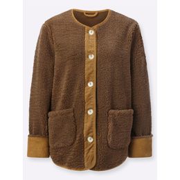 WITT Damen Jacke aus Teddy-Fleece, braun-camel, Gr&ouml;&szlig;e 38