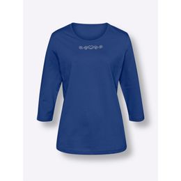 WITT Damen 3/4-Arm-Shirt mit Ziersteinchen, royalblau, Gr&ouml;&szlig;e 48