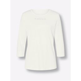 WITT Damen 3/4-Arm-Shirt mit Ziersteinchen, ecru, Gr&ouml;&szlig;e 38