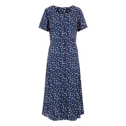 WITT Damen Sommerkleid mit Bindeb&auml;ndern, figurumspielend, marine-gebl&uuml;mt, Gr&ouml;&szlig;e 20