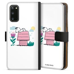 DeinDesign Galaxy S20 Handy Klapph&uuml;lle Handyh&uuml;lle aus Kunst Leder schwarz Flip Case Official Licensed Product Snoopy Dog Sideflip mit Lasche
