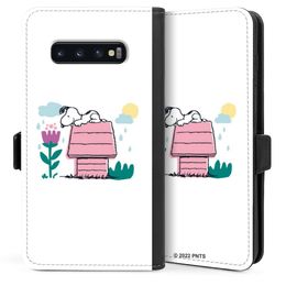 DeinDesign Galaxy S10 Plus Handy Klapph&uuml;lle Handyh&uuml;lle aus Kunst Leder schwarz Flip Case Snoopy Dog Official Licensed Product Sideflip mit Lasche
