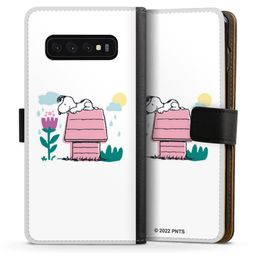 DeinDesign Galaxy S10 Handy Klapph&uuml;lle Handyh&uuml;lle aus Kunst Leder schwarz Flip Case Snoopy Dog Official Licensed Product Sideflip mit Lasche