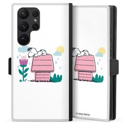 DeinDesign Galaxy S23 Ultra Handy Klapph&uuml;lle Handyh&uuml;lle aus Kunst Leder schwarz Flip Case Snoopy Dog Official Licensed Product Sideflip mit Lasche