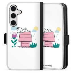 DeinDesign Galaxy S24 Handy Klapph&uuml;lle Handyh&uuml;lle aus Kunst Leder schwarz Flip Case Snoopy Dog Official Licensed Product Sideflip mit Lasche
