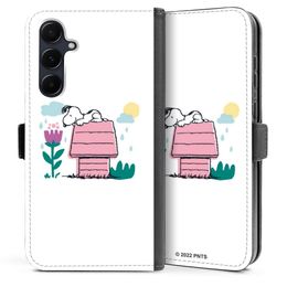 DeinDesign Galaxy A35 5G Handy Klapph&uuml;lle Handyh&uuml;lle aus Kunst Leder schwarz Flip Case Snoopy Dog Official Licensed Product Sideflip mit Lasche