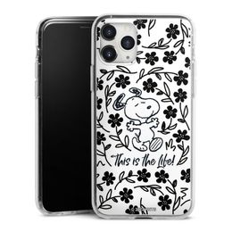 DeinDesign iPhone 11 Pro Max Handy Silikon H&uuml;lle Case transparent Handyh&uuml;lle Peanuts Flowers Snoopy Silikon Case