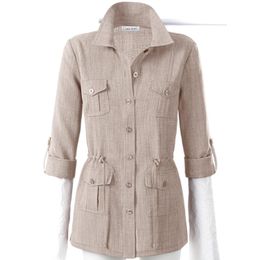 WITT Damen Blusenblazer in Leinen-Optik, stein, Gr&ouml;&szlig;e 44