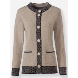 WITT Damen Strickjacke mit Modal-Anteil, sesam-meliert, Gr&ouml;&szlig;e 40