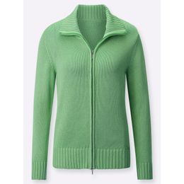 WITT Damen Strickjacke mit 2-Wege-Rei&szlig;verschluss, apfel, Gr&ouml;&szlig;e 42