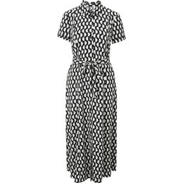 Heine Witt Damen Druckkleid mit Stoffbindeg&uuml;rtel, schwarz-ecru, Gr&ouml;&szlig;e 38