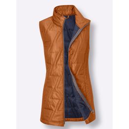 WITT Damen Steppweste mit kontrastfarbigem Futter, cognac, Größe 48