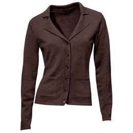 Heine Witt Damen Feinstrickjacke mit Reverskragen, schokobraun, Gr&ouml;&szlig;e 50