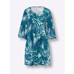 WITT Damen Sommerkleid mit 3/4-&Auml;rmeln, aquamarin-royalblau-bedruckt, Gr&ouml;&szlig;e 36/38