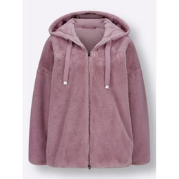 WITT Damen Fellimitatjacke mit Gummizug an &Auml;rmeln und Saum, mauve, Gr&ouml;&szlig;e 44