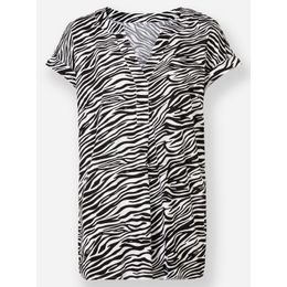 WITT Damen Schlupf-Bluse mit &uuml;berschnittenen Schultern, schwarz-wei&szlig;-bedruckt, Gr&ouml;&szlig;e 46