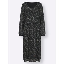 WITT Damen Blumenkleid in floral bedruckter Mesh-Qualit&auml;t, schwarz-bedruckt, Gr&ouml;&szlig;e 38