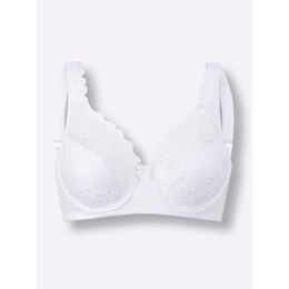 w&auml;schepur sheego Gro&szlig;e Gr&ouml;&szlig;en Entlastungs-BH mit B&uuml;gel mit floraler Spitze, wei&szlig;, Gr&ouml;&szlig;e 95E - Damen