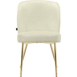 Esszimmerstuhl LEONIQUE "Felicity", beige (creme, gold chrome), B:51,5cm H:83cm T:56,5cm, Stoff, Stühle, im 2er Set erhältlich, mit Sitz und Rücken gepolstert, Sitzhöhe 48 cm