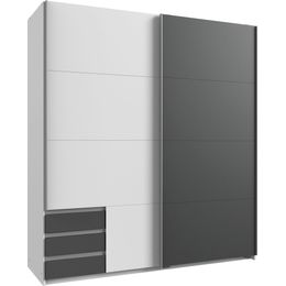 Schwebetürenschrank wimex "Emden", weiß (weiß, graphitfarben), B:180cm H:198cm T:64cm, Schränke, Mit Außenschubkästen