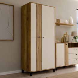 Highboard FORTE "Killarney" Sideboards Gr. B/H/T: 88,1 cm x 195,8 cm x 52,7 cm, beige (mauvella eiche, sand) Schrank, Stauraum, Soft Close, Kleiderstange