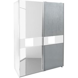 Schwebetürenschrank wimex "Weimar" Schränke Gr. B/H/T: 135 cm x 198 cm x 64 cm, 2 St., grau (weiß, betonfarben, weißglas)