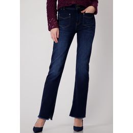 Bootcut-Jeans monari Gr. 46, N-Gr, blau (dark denim) Damen Jeans mit aufgesetzten Taschen