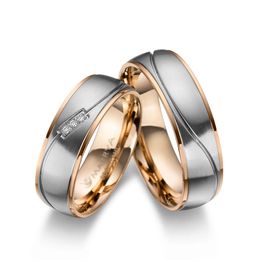 Partnerring MARRYA "Edelstahl Ringe Trauringe Eheringe Partnerringe" Fingerringe Gr. 48, Edelstahl, rosegold (damen ring, silber, rosé) Damen