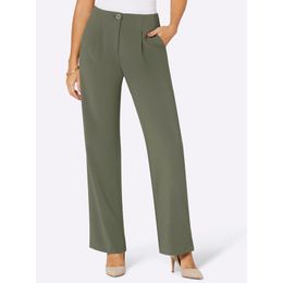 Bügelfaltenhose Gr. 36, Normalgrößen, grün (khaki), Damen, 63% Polyester, 33% Viskose, 4% Elasthan, Hosen