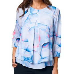 Shirtbluse HERMANN LANGE Collection "HERMANN Collection Blusenshirt Diana" Gr. 44, blau (blau, pink) Damen Blusen