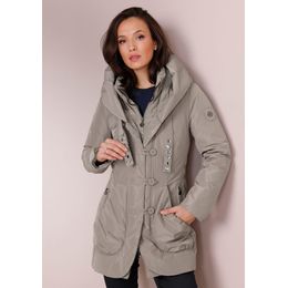 Daunenjacke CREATION L PREMIUM Gr. 42, grau (taupe), Damen, 100% Polyester, Füllung:90% Daunen, 10% Federn, unifarben, Jacken