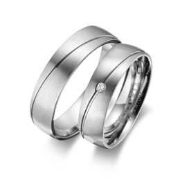 Partnerring MARRYA "Titan Ringe Trauringe Eheringe Partnerringe" Fingerringe Gr. 48, Titan, silberfarben (herren ring - silber) Damen