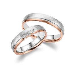 Partnerring MARRYA "Edelstahl Ringe Trauringe Eheringe Partnerringe" Fingerringe Gr. 48, Edelstahl, rosegold (damen ring, silber, rosé) Damen