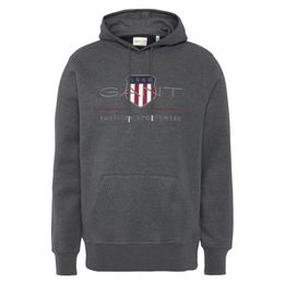 Hoodie Gant "REG ARCHIVE SHIELD HOODIE" Gr. L, schwarz (antracit melange) Herren Sweatshirts mit modischer Logostickerei auf der Brust