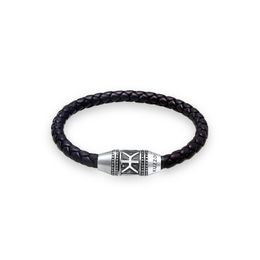 Armband Kuzzoi "Herren Leder Logo Magnet-Verschluß 925 Silber" Armbänder Gr. 21cm, ohne Stein, Silber 925 (Sterlingsilber), silberfarben (silber) Herren