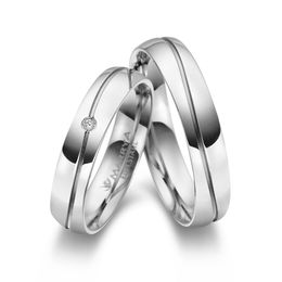 Partnerring MARRYA "Edelstahl Ringe Trauringe Eheringe Partnerringe" Fingerringe Gr. 48, Edelstahl, silberfarben (herren ring - silber) Damen