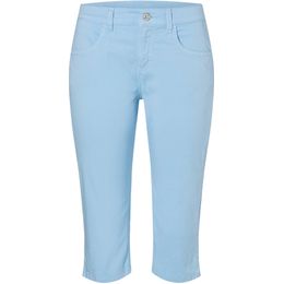 Caprihose MAC "Capri-Summer-Clean" Gr. 36, Länge 19, blau (dusk blue) Damen Hosen Kniebedeckend mit kleinem Schlitz am Saum