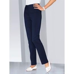 Stretch-Hose Classic Basics, Damen, Gr. 42, Normalgrößen, blau (marine), 64% Polyester, 34% Viskose, 2% Elasthan, unifarben, lang, Hosen