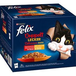 FELIX® Katzen-Nassfutter Doppelt lecker Délicieux duos Geschmacksvielfalt vom Land in Gelee 24x 85,0 g