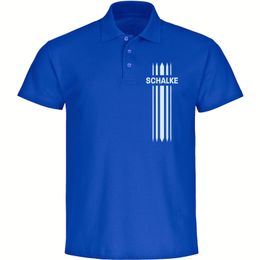 multifanshop® Poloshirt - Schalke - Streifen - Druck weiß