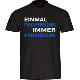 multifanshop Herren T-Shirt - Paderborn - Einmal Immer - Druck blau - Männer