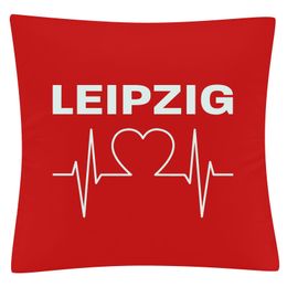 multifanshop® Kissenbezug - Leipzig - Herzschlag - Druck weiß